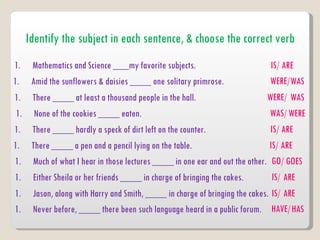 Verb & subject verb agreement | PPT