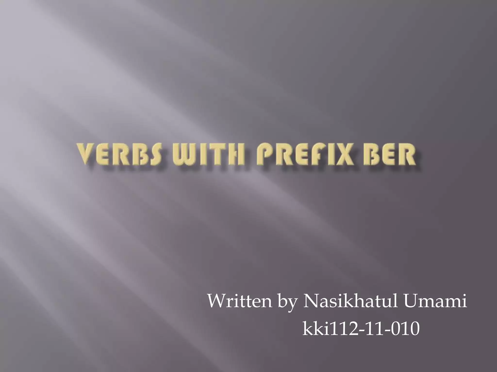 Verbs with prefix ber | PPT