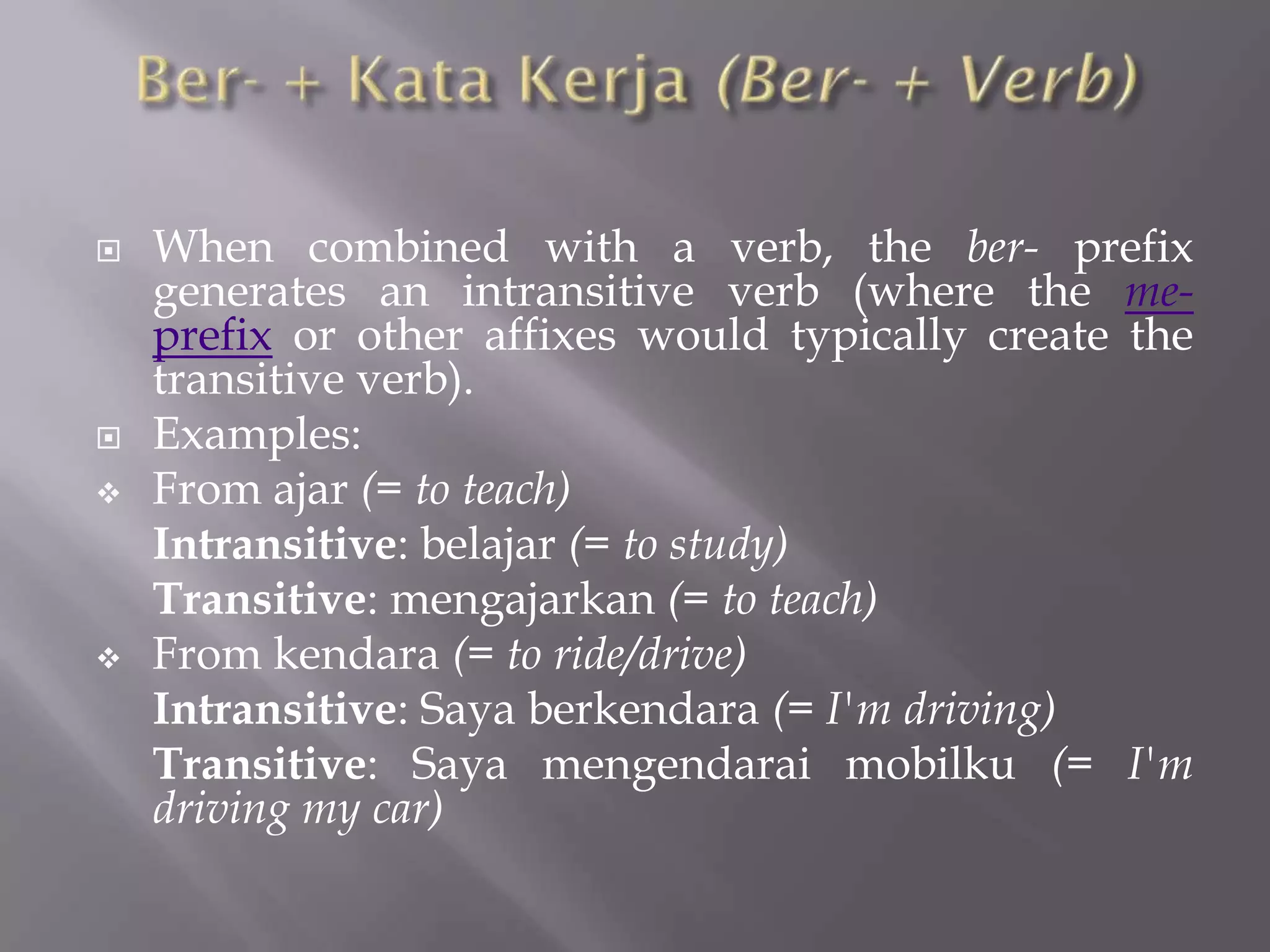 Verbs with prefix ber | PPT