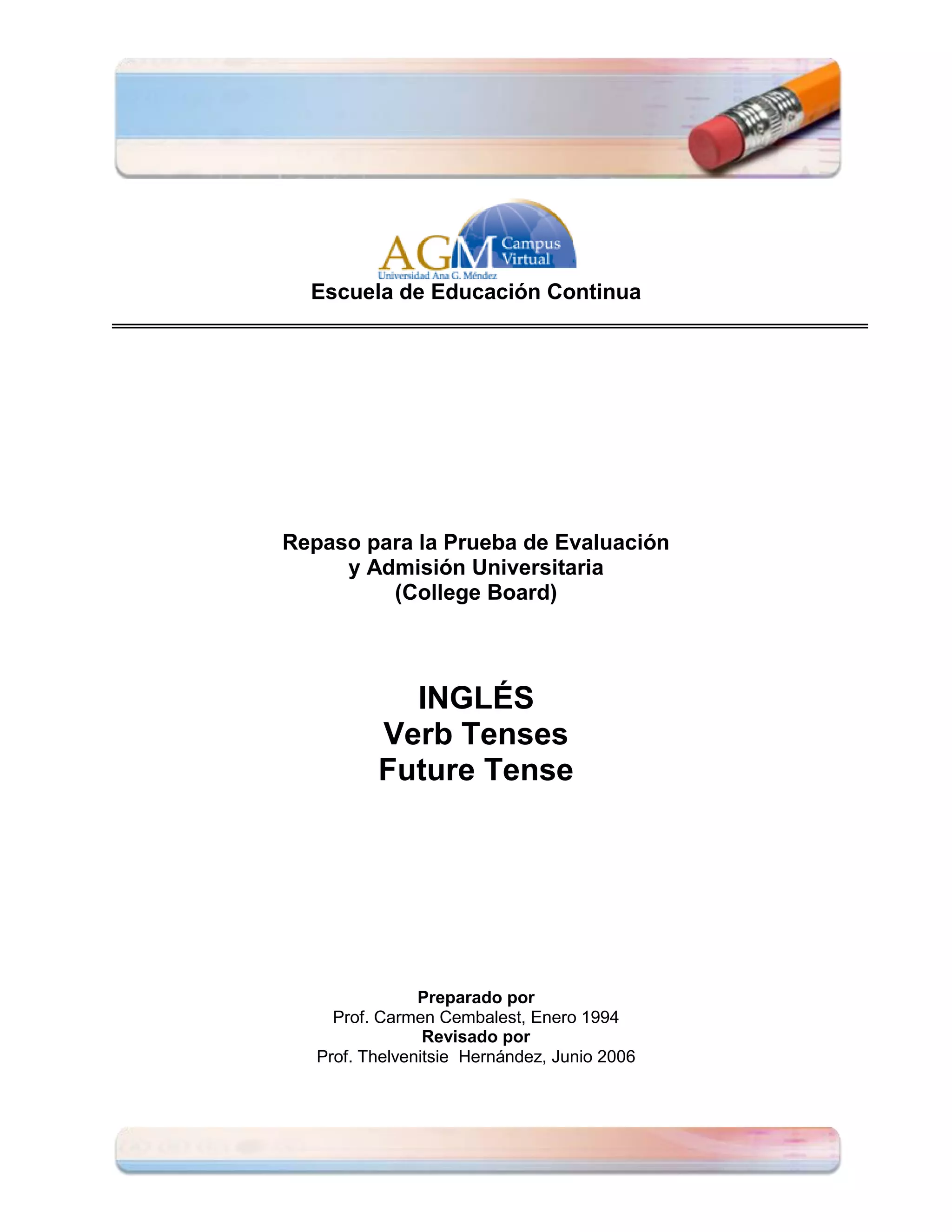 Verb Tense - Future Tense | PDF | Education