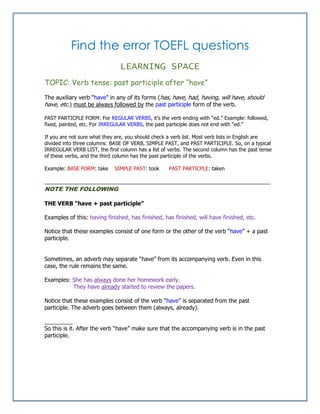 Verb tense past participles after have | PDF