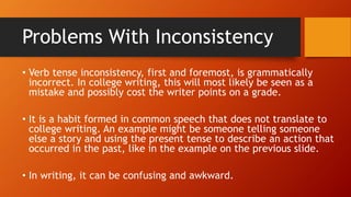 Verb tense consistency | PPTX