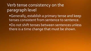 Verb tense consistency | PPTX