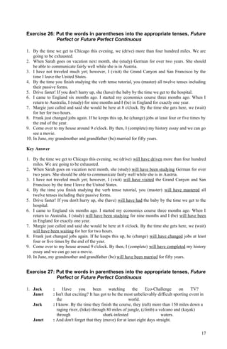 Verb tense exercises+answer, 080912 | DOC