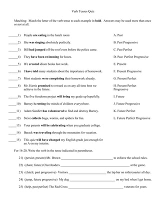 Verb Tense Quiz 1 | DOC