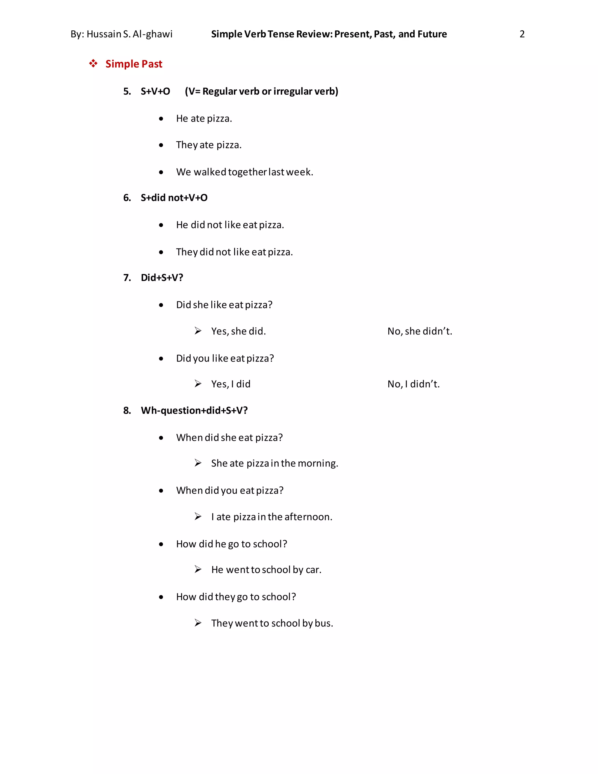Simple Verb tense review: Present, Past, and Future | DOCX