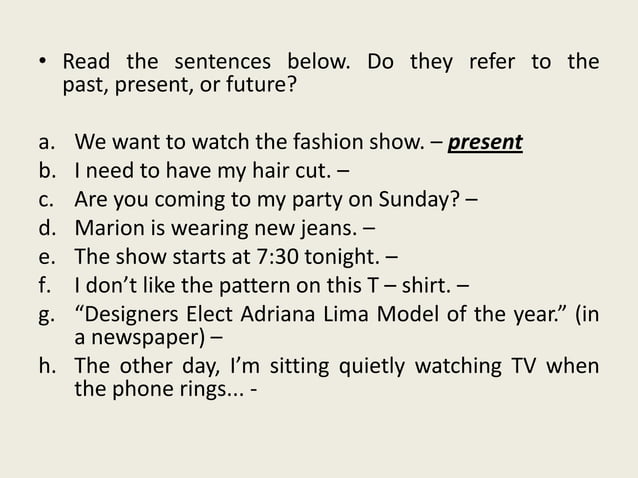 Verb tense review present tenses | PPT