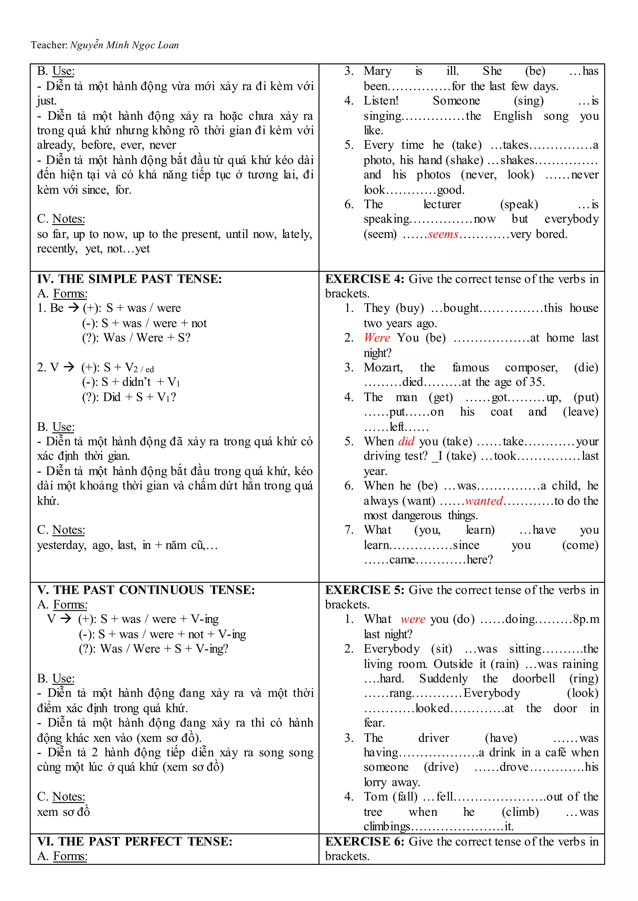 Verb tenses | DOCX