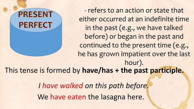 Verb tenses - Perfect Tense | PPTX | Cruises | Travel Type