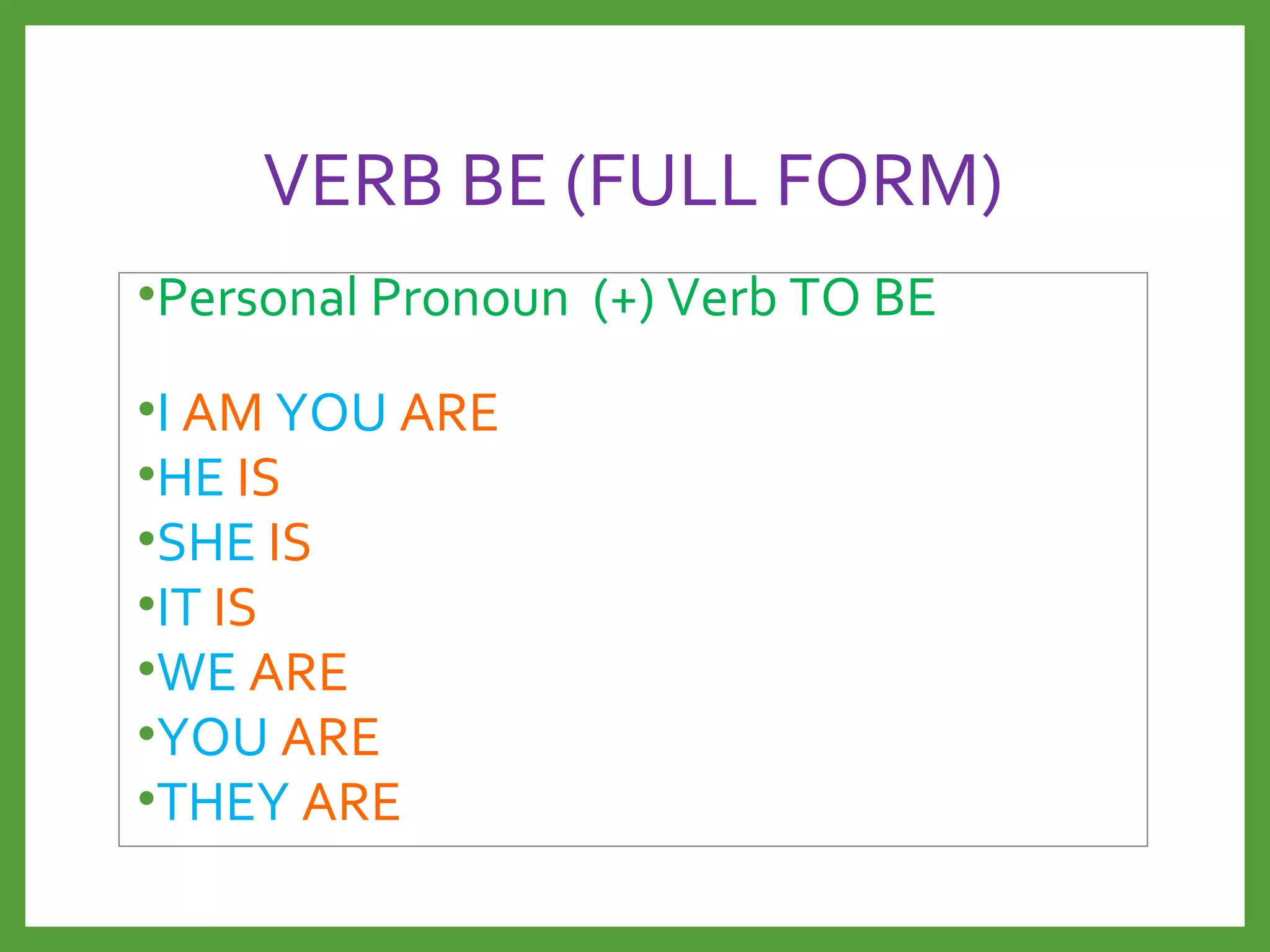 Verb to be | PPT