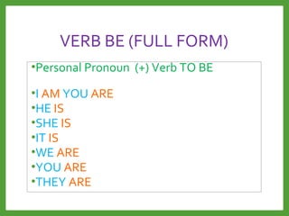 Verb to be | PPT