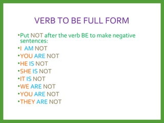 Verb to be | PPT