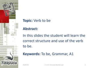 Verb To Be | PPT