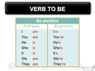 Verb to be | PPTX