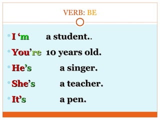 subject pronouns - verb to be positive and negative | PPT