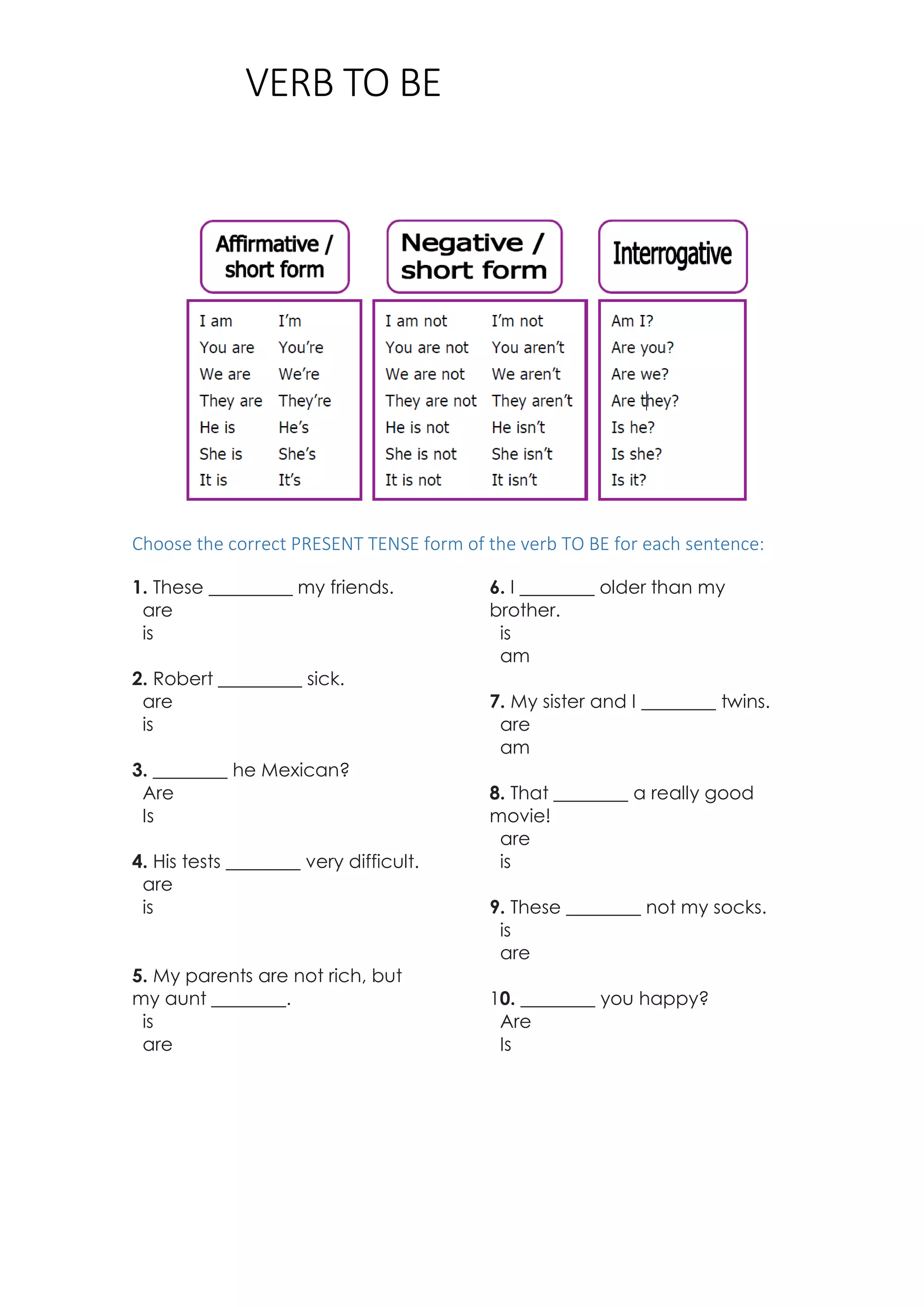 Verb To Be - Present and Past.pdf