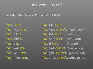 Verb 'to be' professions | PPT
