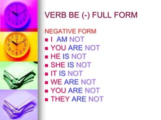 VERB TO BE - UNIT 1 very useful job.ppt