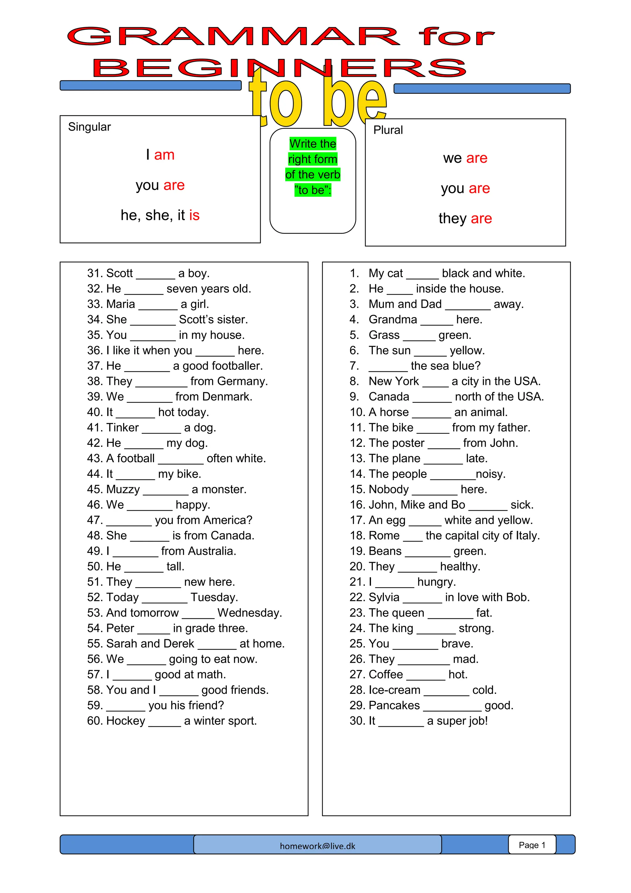 verb to be guia para reforzzar el verbo to be | DOCX