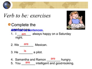 Verb to be positive, negative, interrogative | PPT