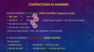 Verb to be and articles and also pronouns and contractions | PPTX