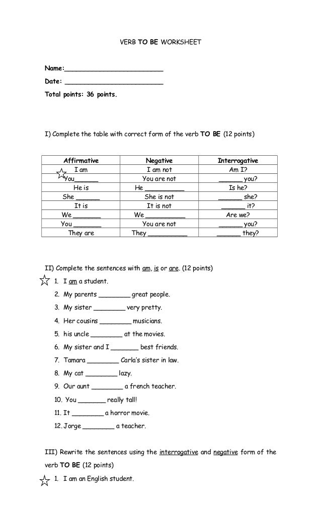 Verb To Be Worksheet For Grade 2 - Worksheets Printable Free
