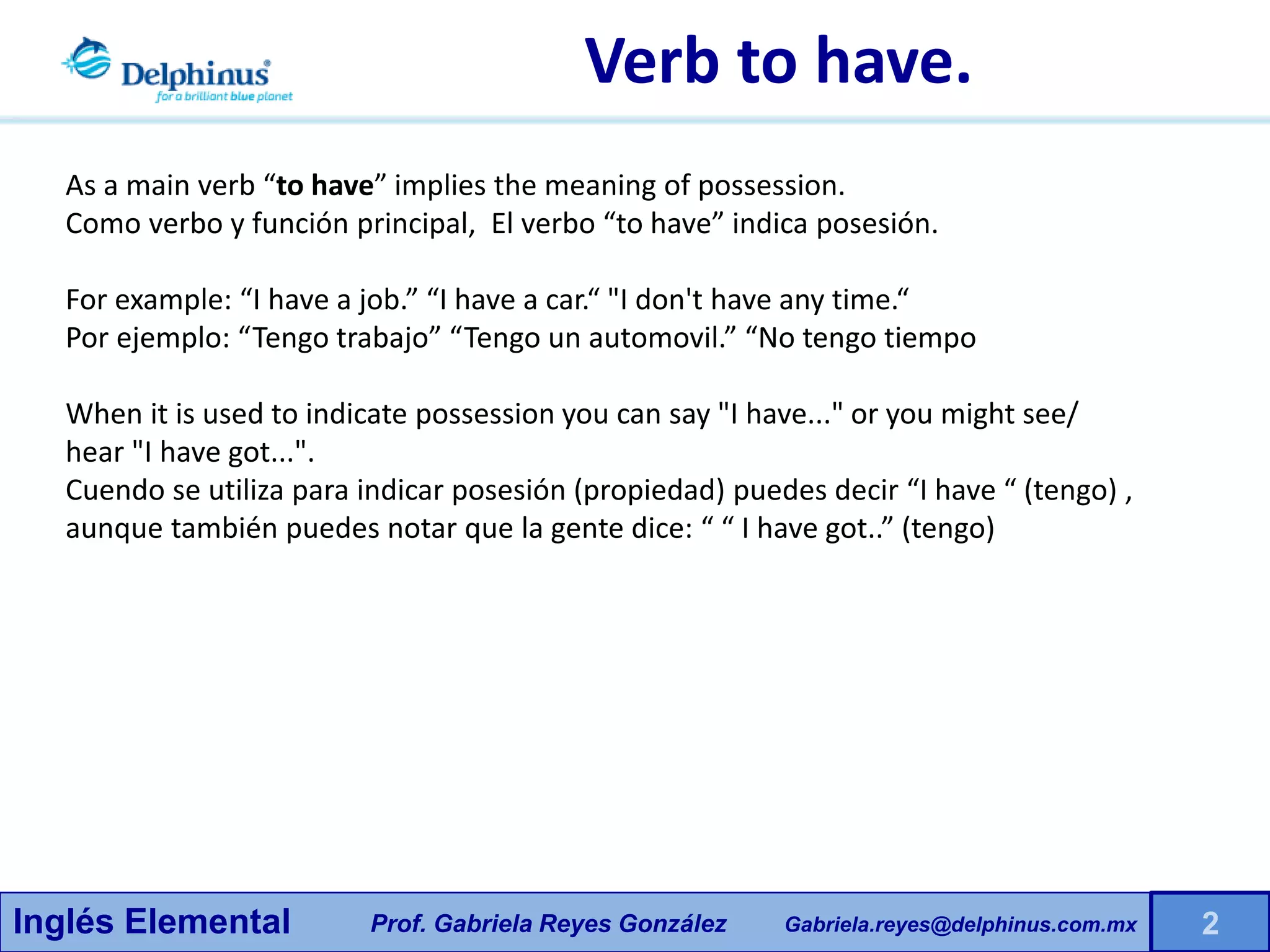 Verb to have ed | PPT