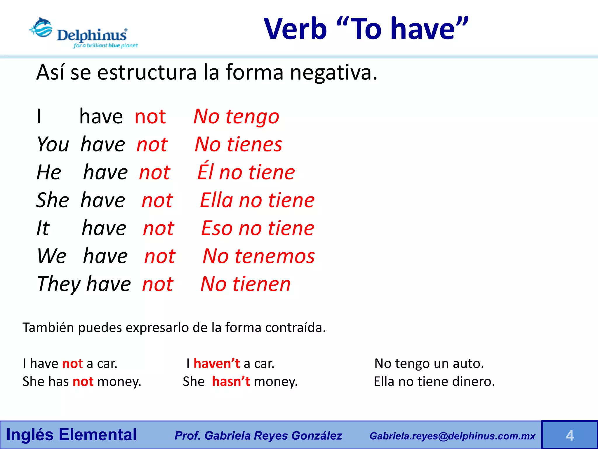 Verb to have ed | PPT