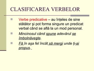 Verbul - noțiuni teoretice | PPT