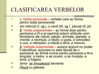 Verbul - noțiuni teoretice | PPT