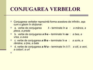 Verbul - noțiuni teoretice | PPT