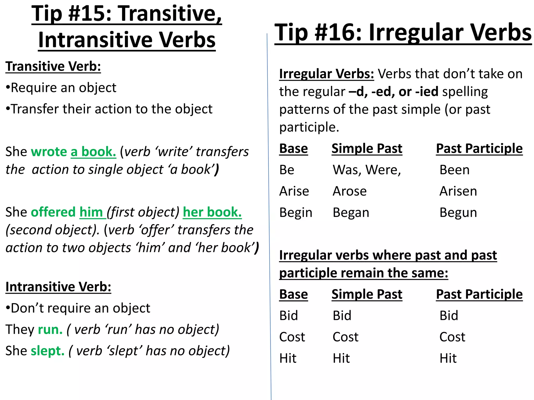 Tips on Using Verbs | PPTX