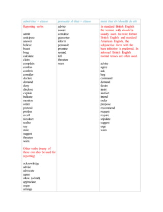 Verb + verb or that clause patterns | PDF