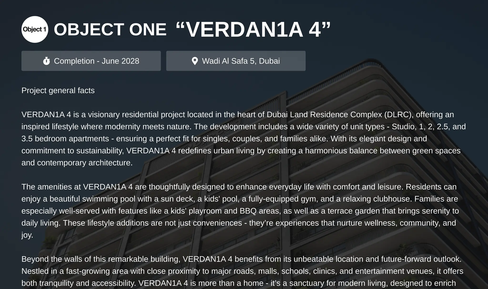 VERDAN1A 4 at DLRC – Object 1 | Miva Real Estate | PDF