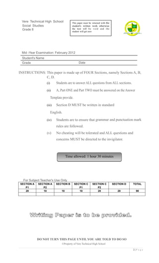 Vere tech grade 8 test 3 | DOC