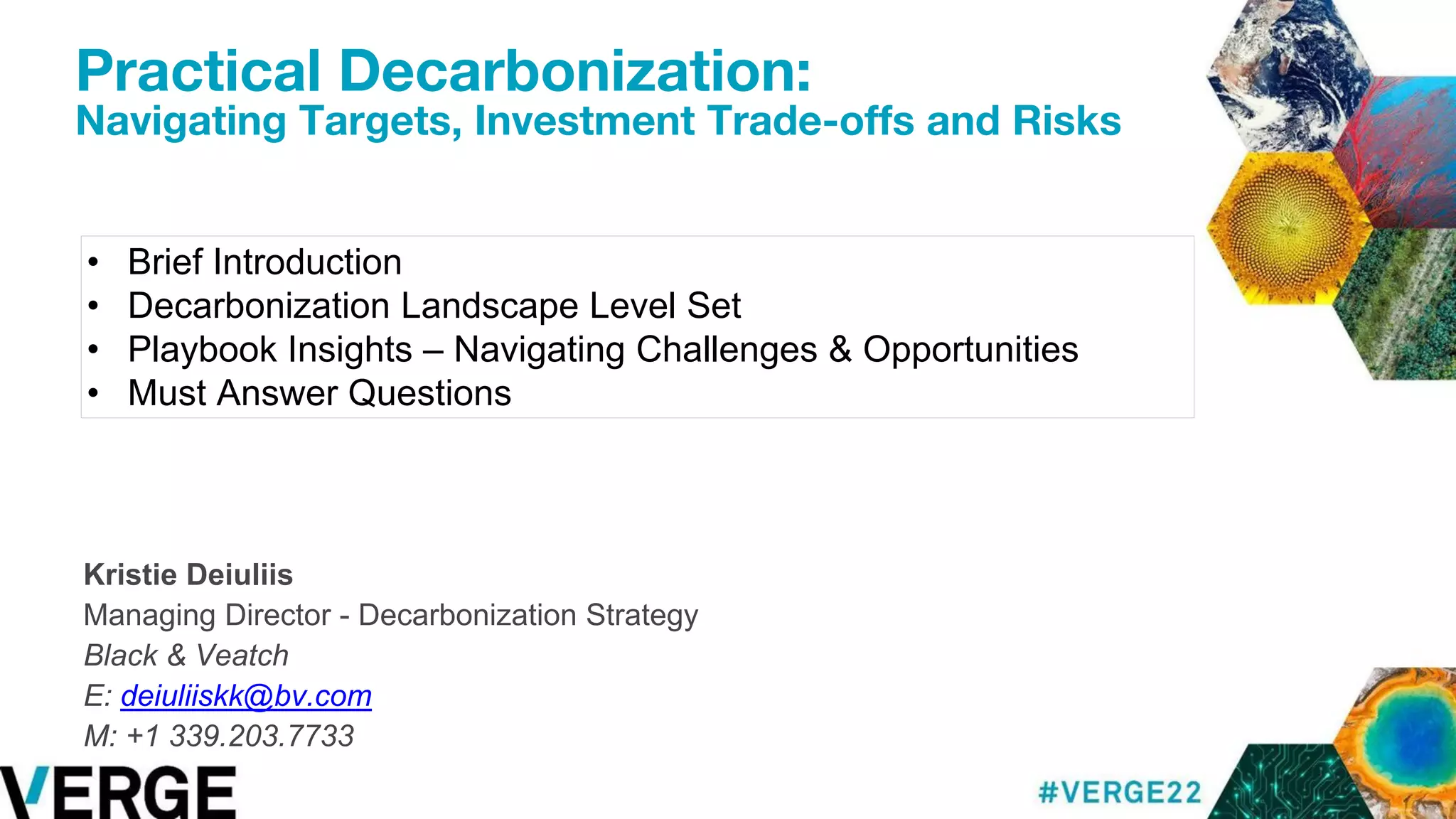VERGE 22: Practical Decarbonization: Navigating Targets, Investment ...