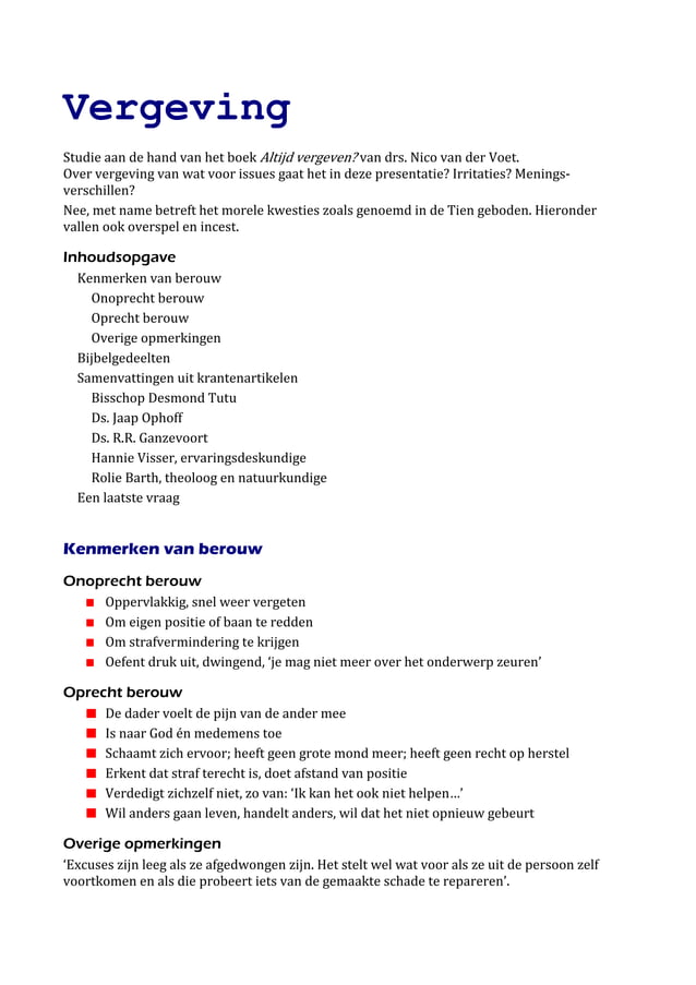 Vergeving. Wanneer? | PDF | Christianity | Religion & Spirituality