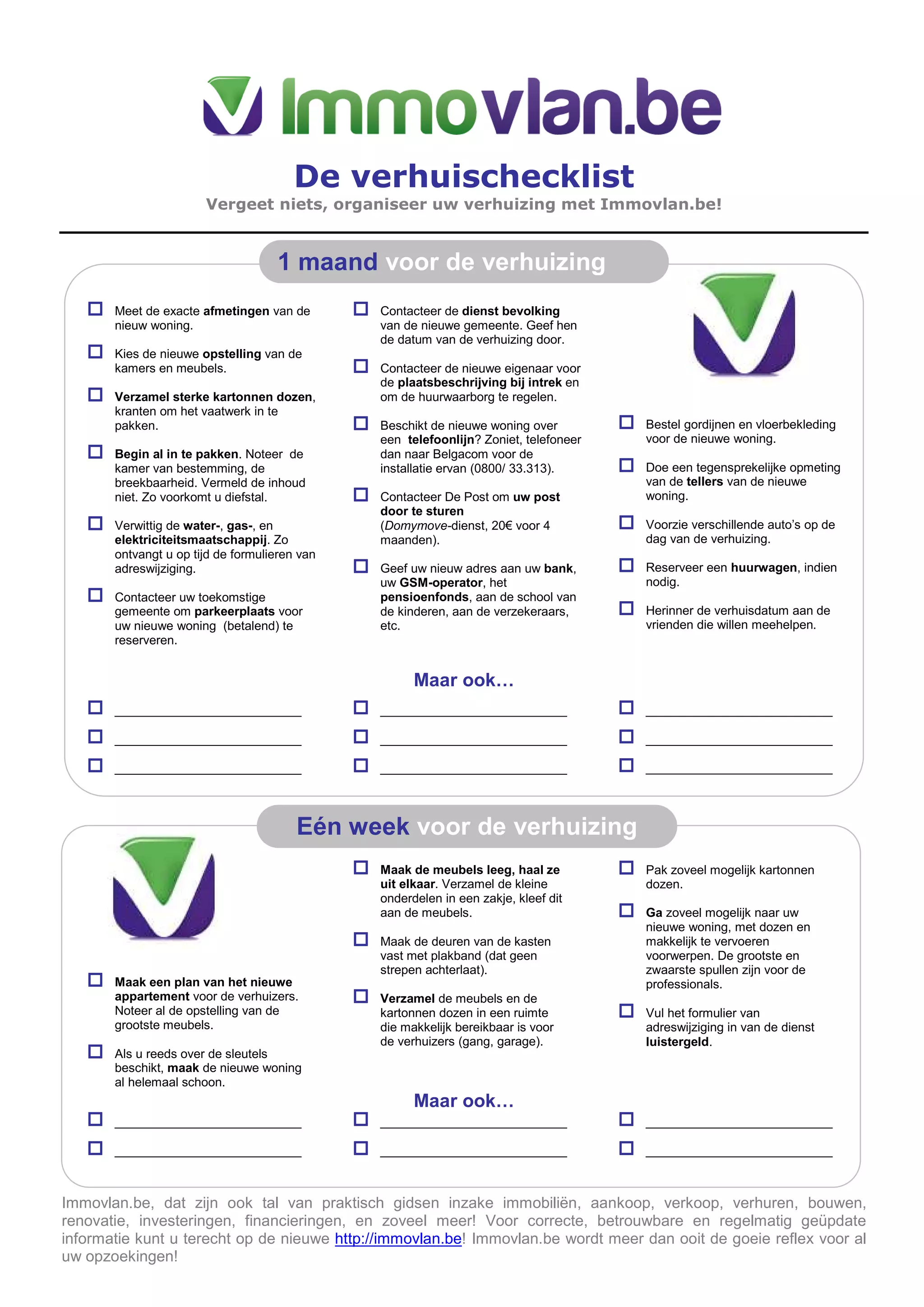 Verhuischecklist Immovlan.be
