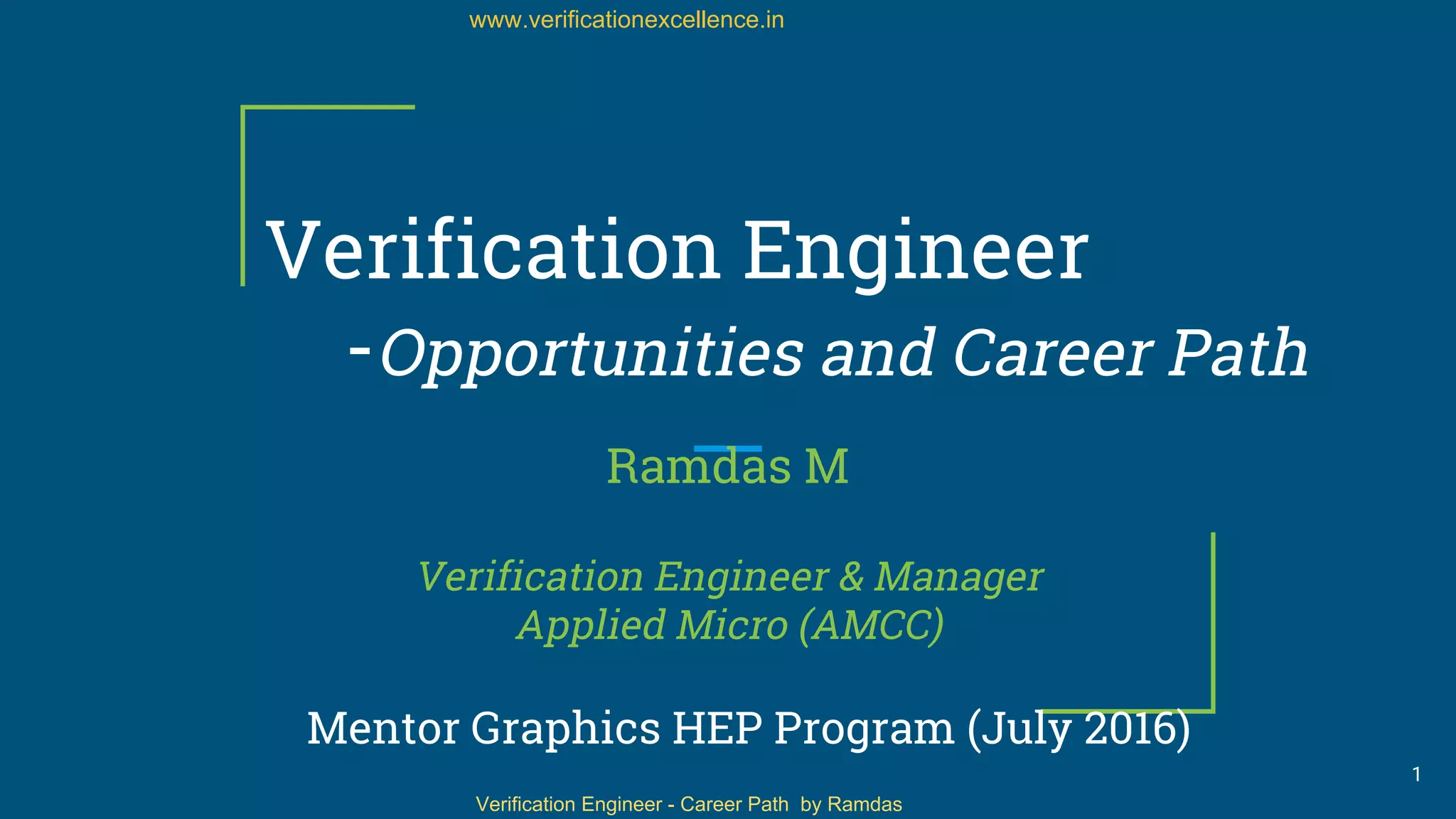 Verification Engineer - Opportunities and Career Path | PDF