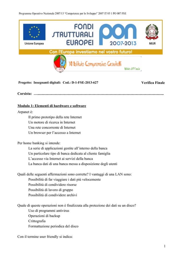 Verifica finale | PDF