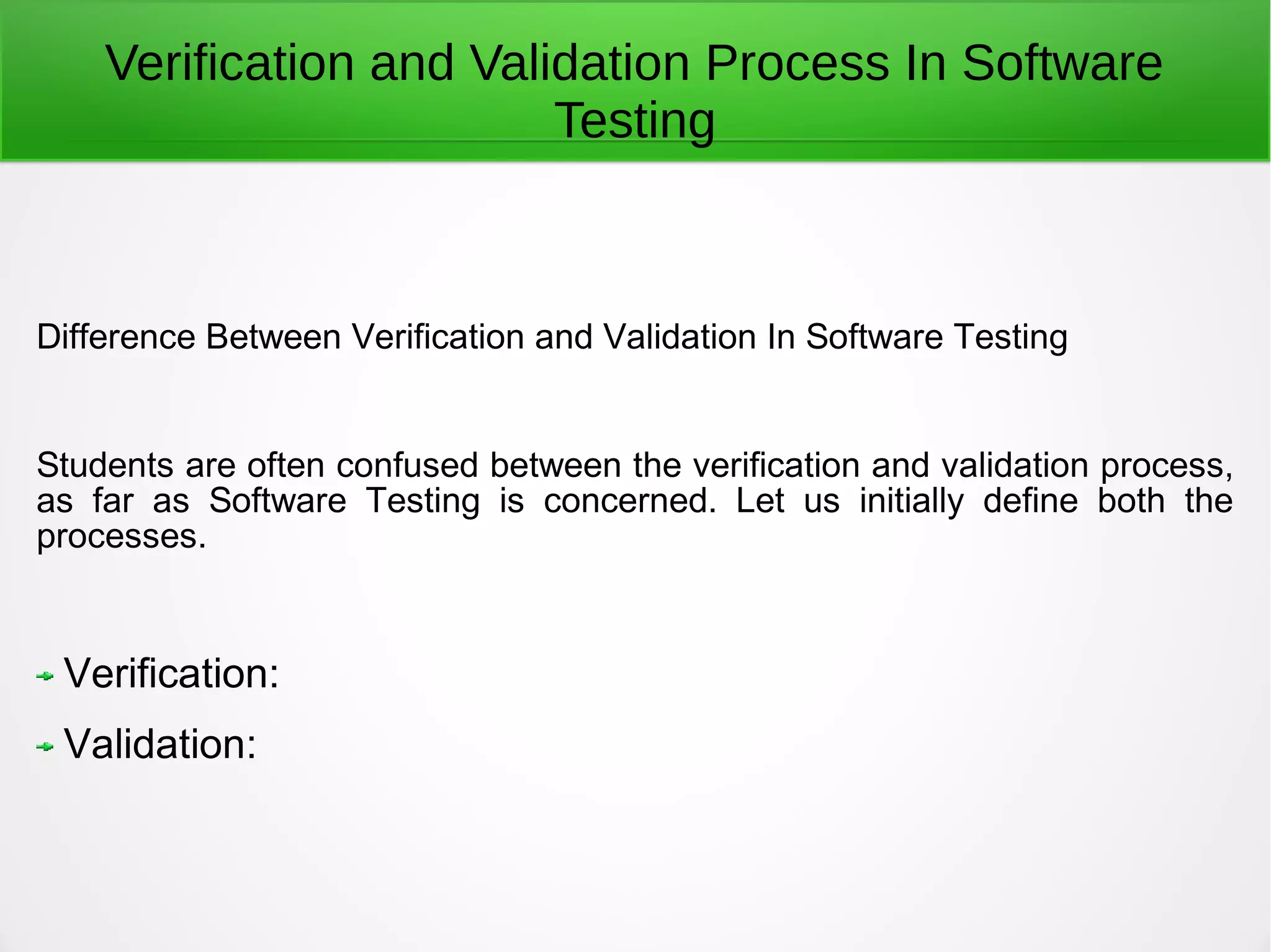 Verification And Validation Process In Software Testing Ppt Technology And Computing
