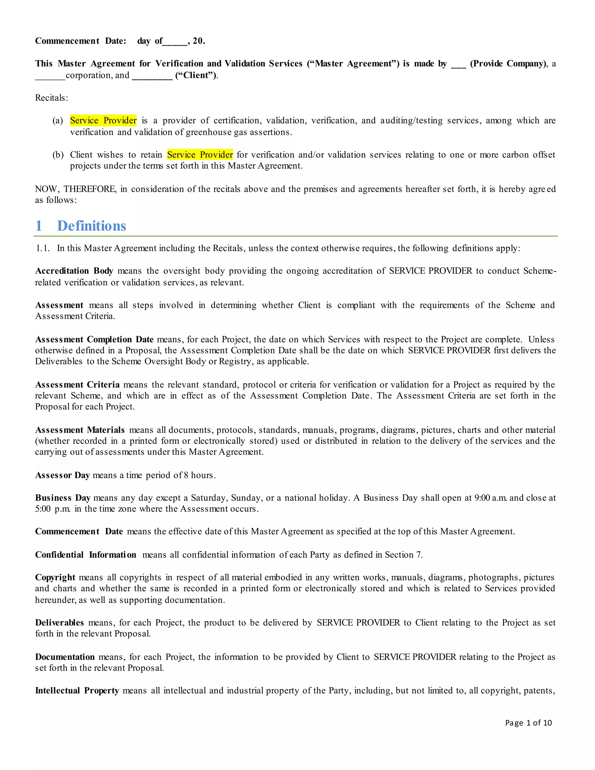 Verification and validation services agreement (Beli/ Buy Agreement ...