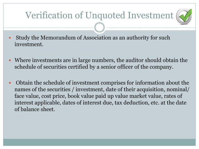 Verification and valuation of assets and liabilities | PPTX | Stocks ...