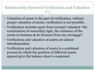 Verification and valuation of assets and liabilities | PPTX