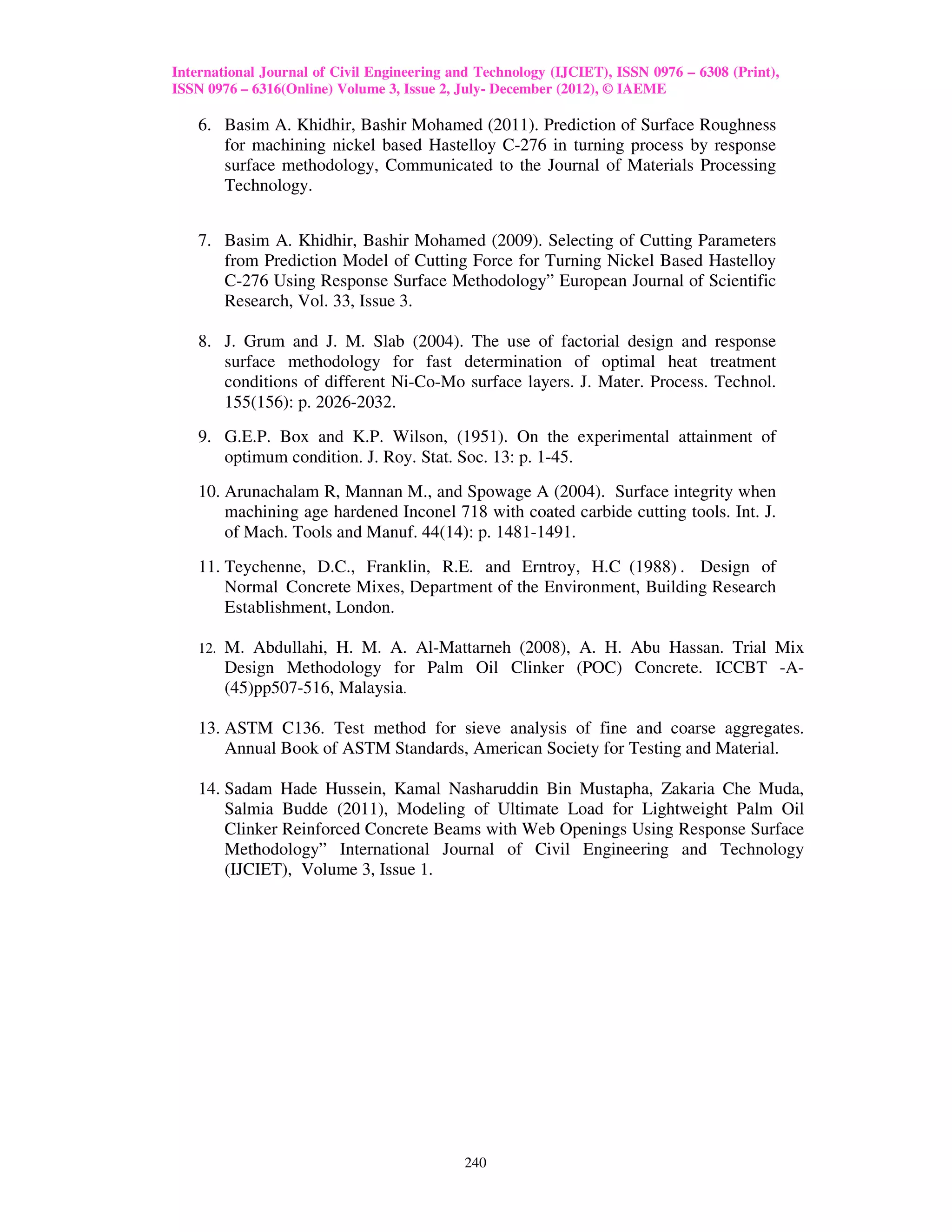 Verification for modeling of ultimate load for lightweight palm oil clinker reinforced concrete ...