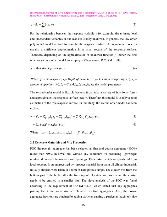 Verification for modeling of ultimate load for lightweight palm oil clinker reinforced concrete ...