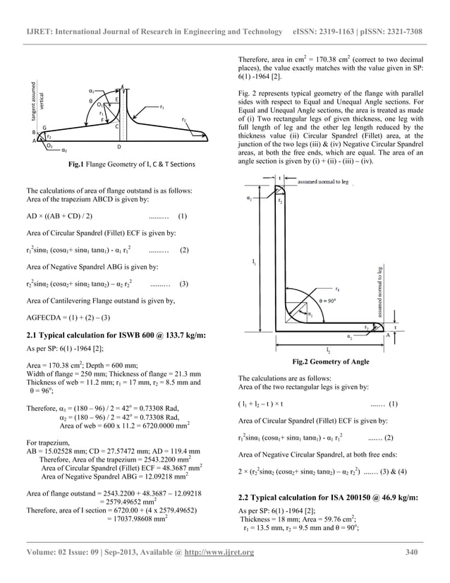 Verification of areas of i.s. rolled steel sections | PDF