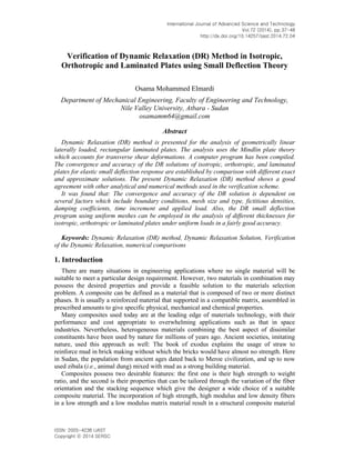 Verification of dynamic relaxation (dr) method in isotropic ...