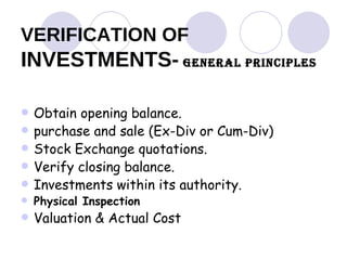 Verification Of Investments | PPT
