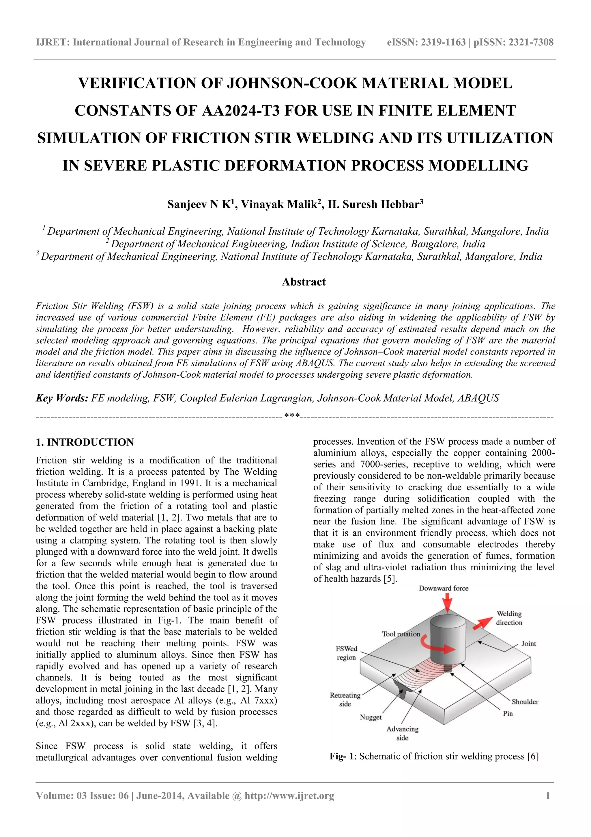 Verification of johnson cook material model by sanjeev n k | PDF